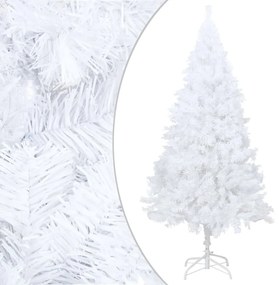 vidaXL Umělý vánoční stromek s LED a sadou koulí bílý 210 cm PVC