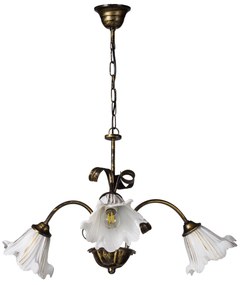 Light for home - Závěsný lustr na řetězu 4133 "TOSKANA" v hnědé barvě, 3X40W, E14, hnědá, měď