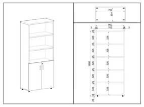 Vysoká skříň SimpleOffice 80 x 40 x 180 cm, bříza