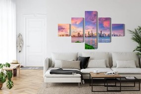 Vícedílný obraz Panorama Miami Při Západu Slunce Nedostatek Nedostatek Plátno Canvas 250x150