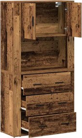 Vysoký bufet Staré dřevo 80 x 33 x 150 cm Kompozitní dřevo 3334343