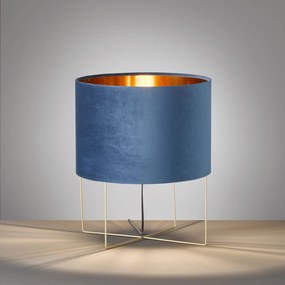 Stolní lampa Aura, samet, výška 43 cm, modrá