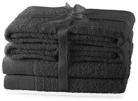 AmeliaHome - Sada bavlněných ručníků tmavě šedá hladké AMARI