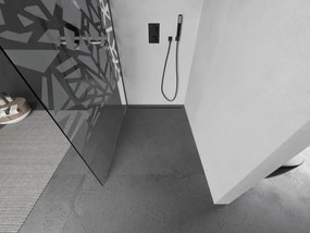 Mexen Kioto, sprchová zástěna Walk-In 110 x 200 cm, 8mm čiré sklo bílý vzor, ​​grafitový profil, 800-110-101-66-85