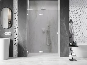 Mexen Lunar L, levé otočné sprchové dveře 135 cm, 8mm čiré sklo, bílý profil, 834L-135-000-20-00-L