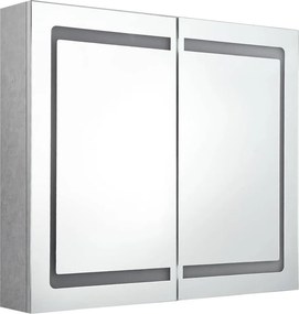 LED koupelnová skříňka se zrcadlem betonově šedá 80x12x68 cm 326511