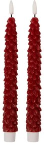 Set 2ks vínová úzká svíčka stromek Led Candle - Ø 2*25 cm / 2*AAA