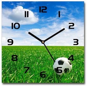 Wallmuralia Skleněné hodiny čtverec Fotbal na louce 30x30 cm