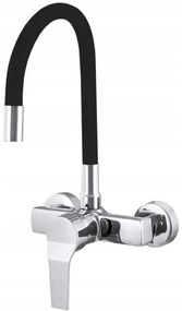 Gamma Flex, nástěnná dřezová baterie s elastickým ramenem, černá-chromová, GMA-BFXS-BK