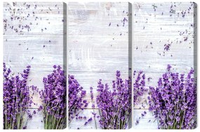 Vícedílný obraz Květy Levandule Na Pozadí Rustikální Dřevěné Prkno Nedostatek Nedostatek Přírodní plátno 150x100
