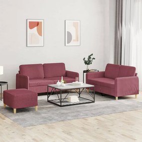 3dílná sedací souprava s poduškami vínová textil 3202100