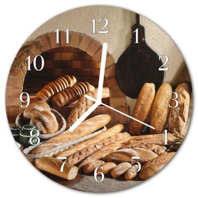 Skleněné hodiny kulaté chléb fi 30 cm