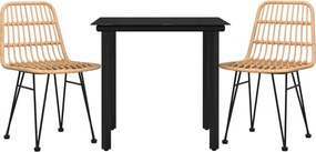 3dílný zahradní jídelní set polyratan 3157887