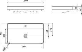 Aqualine Zen umyvadlo nábytkové 80 x 45 cm s otvorem pro baterii s přepadem keramické bílá 3080