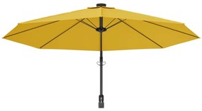 Nástěnný slunečník s LED žlutý 290 cm - Default Title