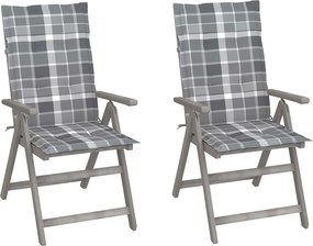 vidaXL Zahradní polohovací židle s poduškami 2 ks masivní akácie [3064712] Barva: krémová