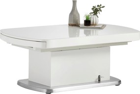 XXXLutz KONFERENČNÍ STOLEK, bílá, kov, sklo, kompozitní dřevo, 120-180/75/50-78 cm Venda - Konferenční stolky - 002809002501