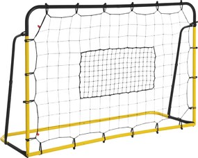 HOMCOM Rebounder brána pro fotbal, basketbal a baseball, Ocel + PE, Žlutá + Černá, 184 x 63 x 123 cm | Aosom