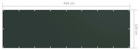 Balkónová zástěna tmavě zelená 120 x 400 cm oxfordská látka