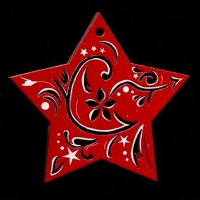 AMADEA Dřevěná ozdoba červená hvězda 6 cm