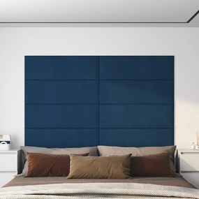 Nástěnné panely 12 ks modré 90 x 30 cm samet 3,24 m²,  343918