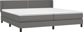 Box spring postel s matrací šedá 200x200 cm umělá kůže 3130743
