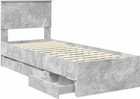 Rám postele s čelo Betonově šedá 75 x 190 cm Inženýrské dřevo 3410759