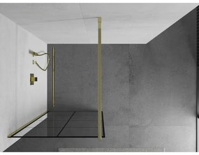 Mexen Kioto sprchová zástěna 80x200 cm 8 mm, zlatý profil, sklo černý vzor 1, 800-080-101-01-77