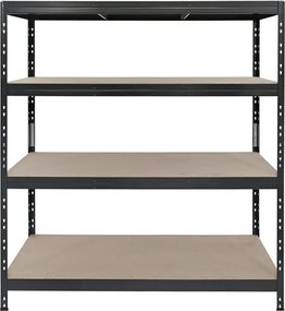 Kovový regál RIVET PRO 180x150x45 DTD dřevotříska 4 úrovně antracitová šedá