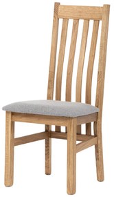 Autronic Dřevěná jídelní židle, potah stříbrná látka, masiv dub, přírodní odstín