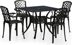 5dílný bistro set litý hliník černý 3070614