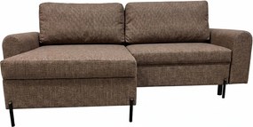 Rohová rozkládací sedací souprava do L PORTINE, 245 cm, s úložným prostorem Roh pohovky: Levý roh, Barva látky Sawana: Hnědá (Sawana 25)