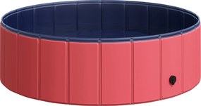 Bazén pro psy PawHut, brouzdaliště pro psy Ø100xH30 cm, z PVC a dřeva, červený, ideální pro letní osvěžení a zábavu | Aosom.de