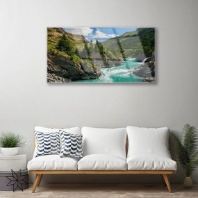 akrylový obraz Hory Řeka Krajina 100x50 cm
