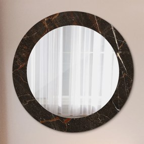 Kulaté zrcadlo tištěný rám Hnědý mramor fi 60 cm
