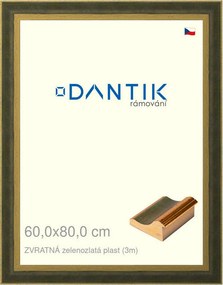DANTIK rámeček 60x80 | ZVRATNÁ zelenozlatá plast (Plexi Čiré)