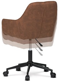 Pracovní židle, potah hnědá vintage látka, výškově nastavitelná, černý kovový kříž - KA-J403 BR3
