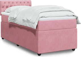 Box spring postel s matrací růžová 80 x 200 cm samet 3289901