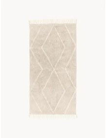 Ručně všívaný bavlněný koberec se vzorem a třásněmi Bina