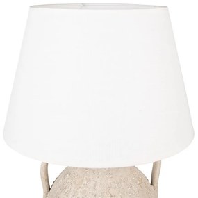 Béžová terakotová stolní lampa Teracci s bílým stínidlem - Ø 40*65 cm