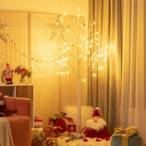 Costway 180cm umělá bříza se 48 teplými bílými LED světly