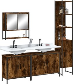 vidaXL 4dílný set koupelnového nábytku kompozitní dřevo [3214694] Barva: hnědý dub
