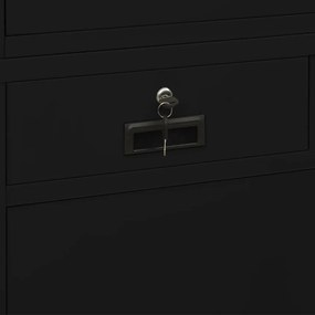 Kancelářská skříň černá 90 x 40 x 180 cm ocel a tvrzené sklo - Default Title