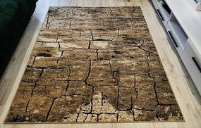 HU Hnědý koberec Loft Loft-265, vzor „suchá země“ Rozměr: 60x100 cm