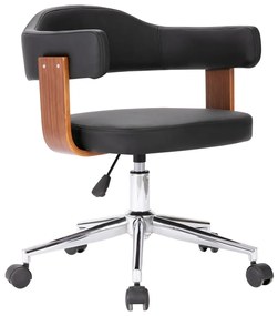 Otočná kancelářská židle černá ohýbané dřevo a umělá kůže,  3054836