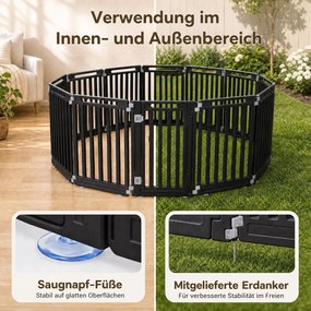 Costway Skládací ohradník pro psy z HDPE s 12 panely a uzamykatelnými dvířky