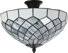 Bílo-šedá stropní lampa Tiffany Paulette - Ø 41*24 cm E14/ 2*40W
