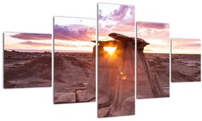 Obraz - západ slunce na poušti (125x70 cm)