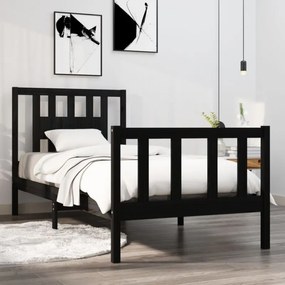 Rám postele černý masivní dřevo 75 x 190 cm Small Single,  3104092 HangarStore.cz