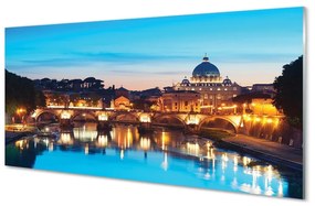 Obraz na skle Řím západu slunce říční mosty 100x50 cm